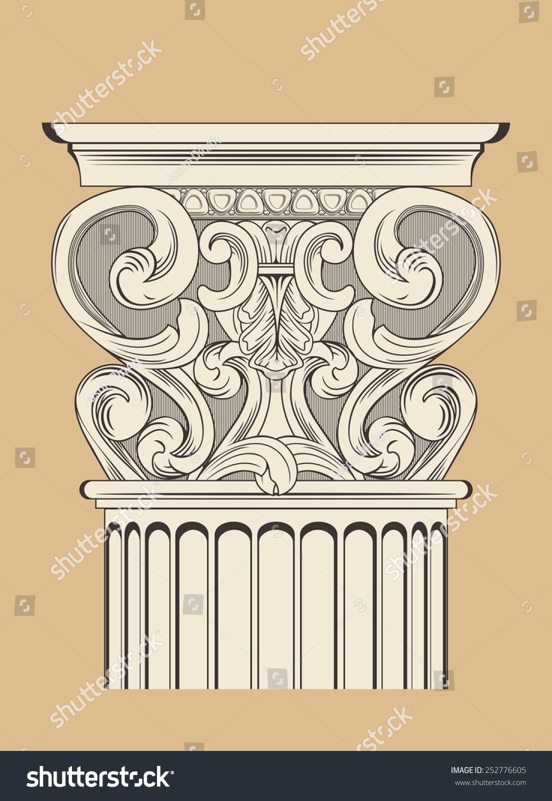 Vintage Barocco Rococo Column Stock Vector (Royalty Free) 252776605