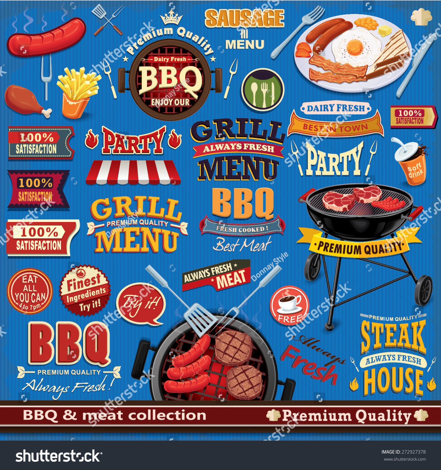 Vintage Bbq Meat Poster Design Element Stock Vector (Royalty Free ...