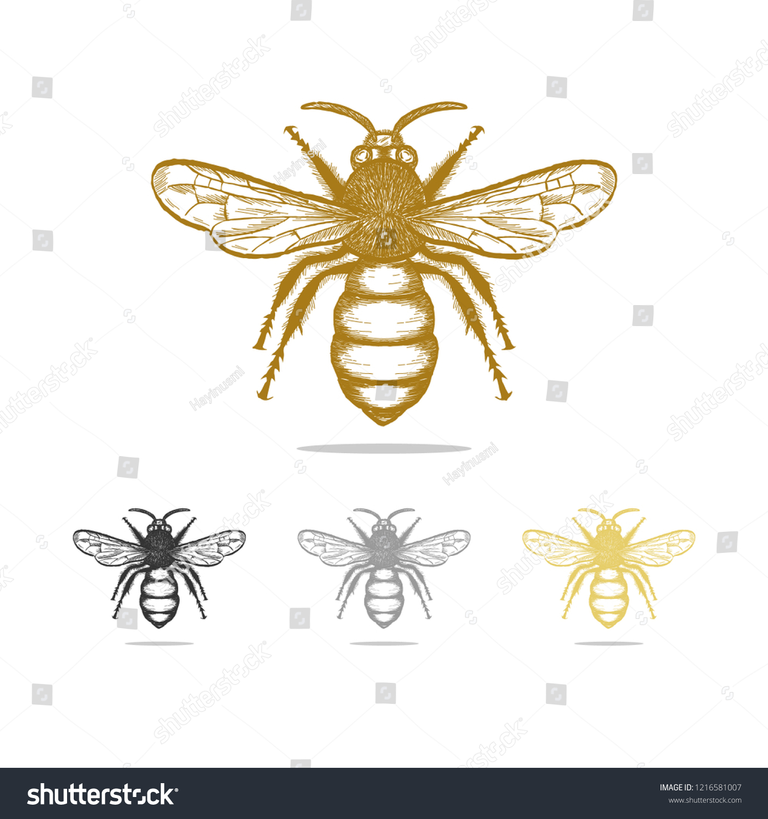 Vintage Bee Logo Design Stock Vector (Royalty Free) 1216581007 ...