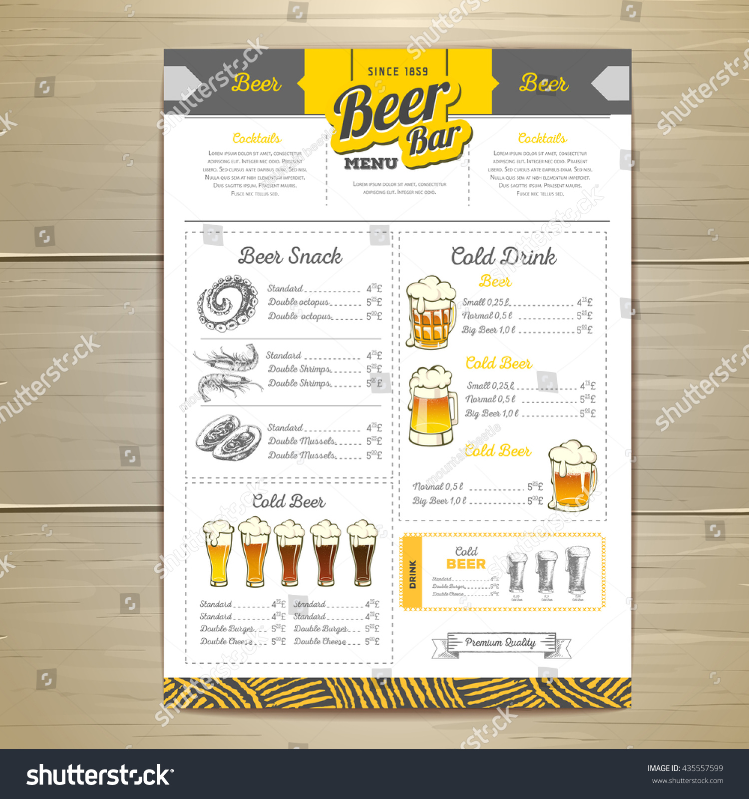 Vetor stock de Vintage Beer Menu Design (livre de direitos) 435557599 ...