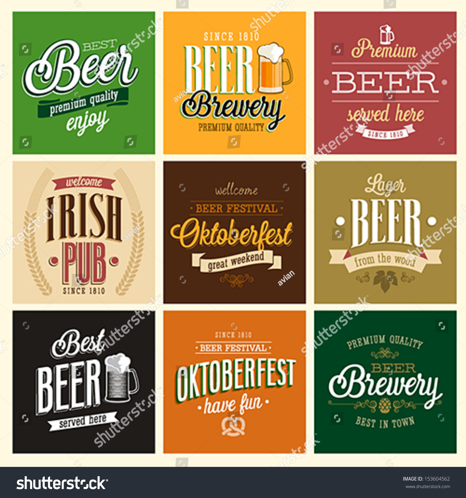 Vintage Beer Set Vector Illustration Stock Vector (Royalty Free) 153604562
