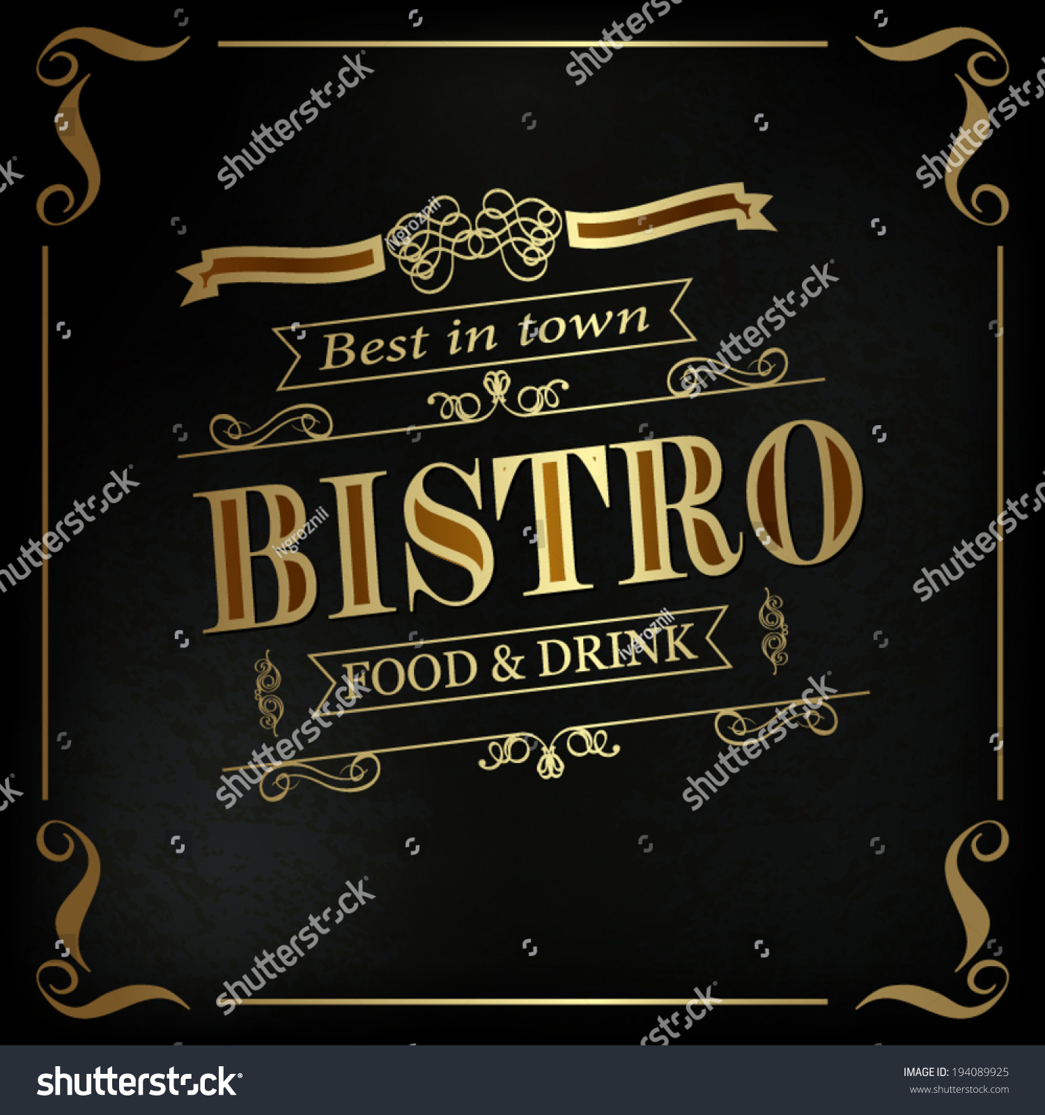 Vintage Bistro Background Stock Vector (Royalty Free) 194089925 ...