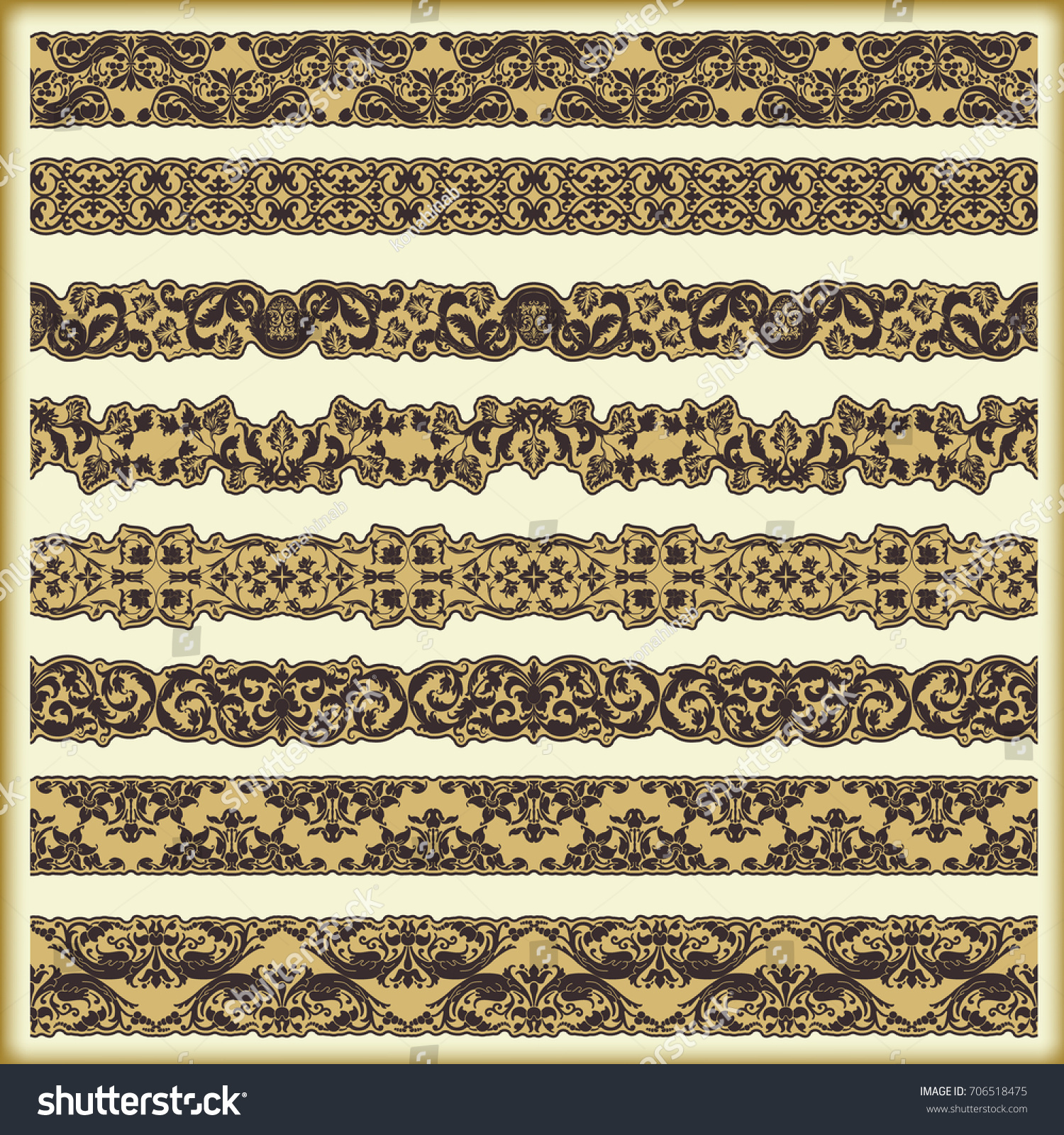 Vintage Border Set Design Stock Vector (Royalty Free) 706518475