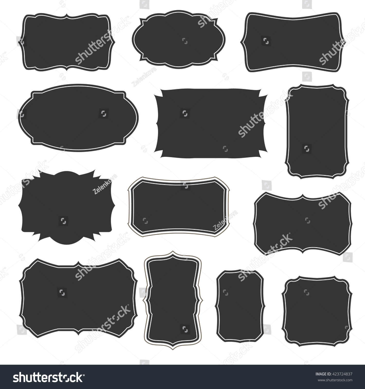 Vintage Borders Frames Basic Set Vector: vector de stock (libre de ...