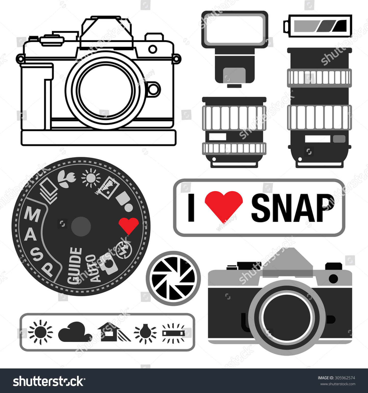 Vintage Camera Dslr Vector Stock Vector (Royalty Free) 305962574 ...