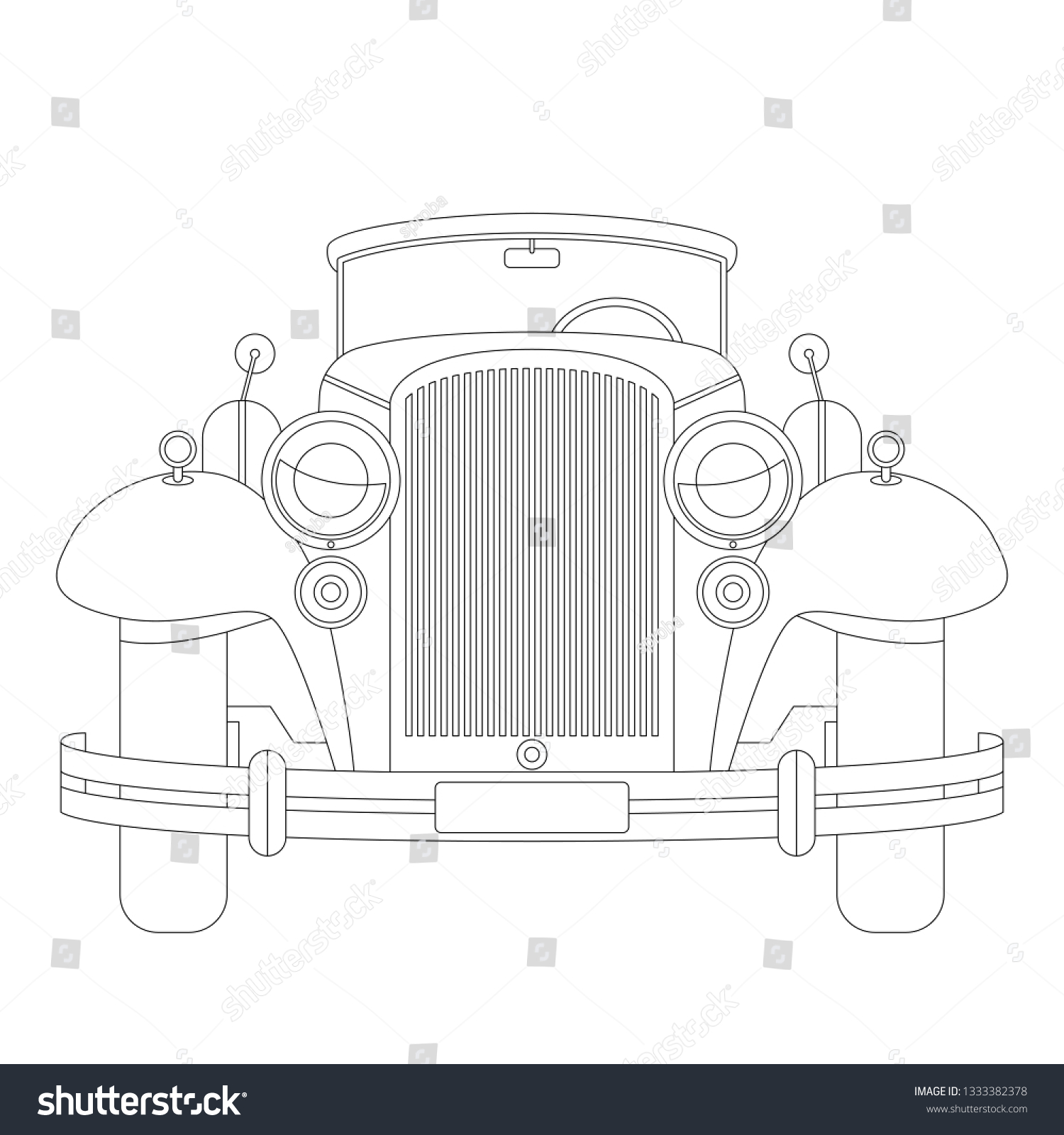 Vintage Car Vector Illustrationlining Draw Front Stock Vector (Royalty ...