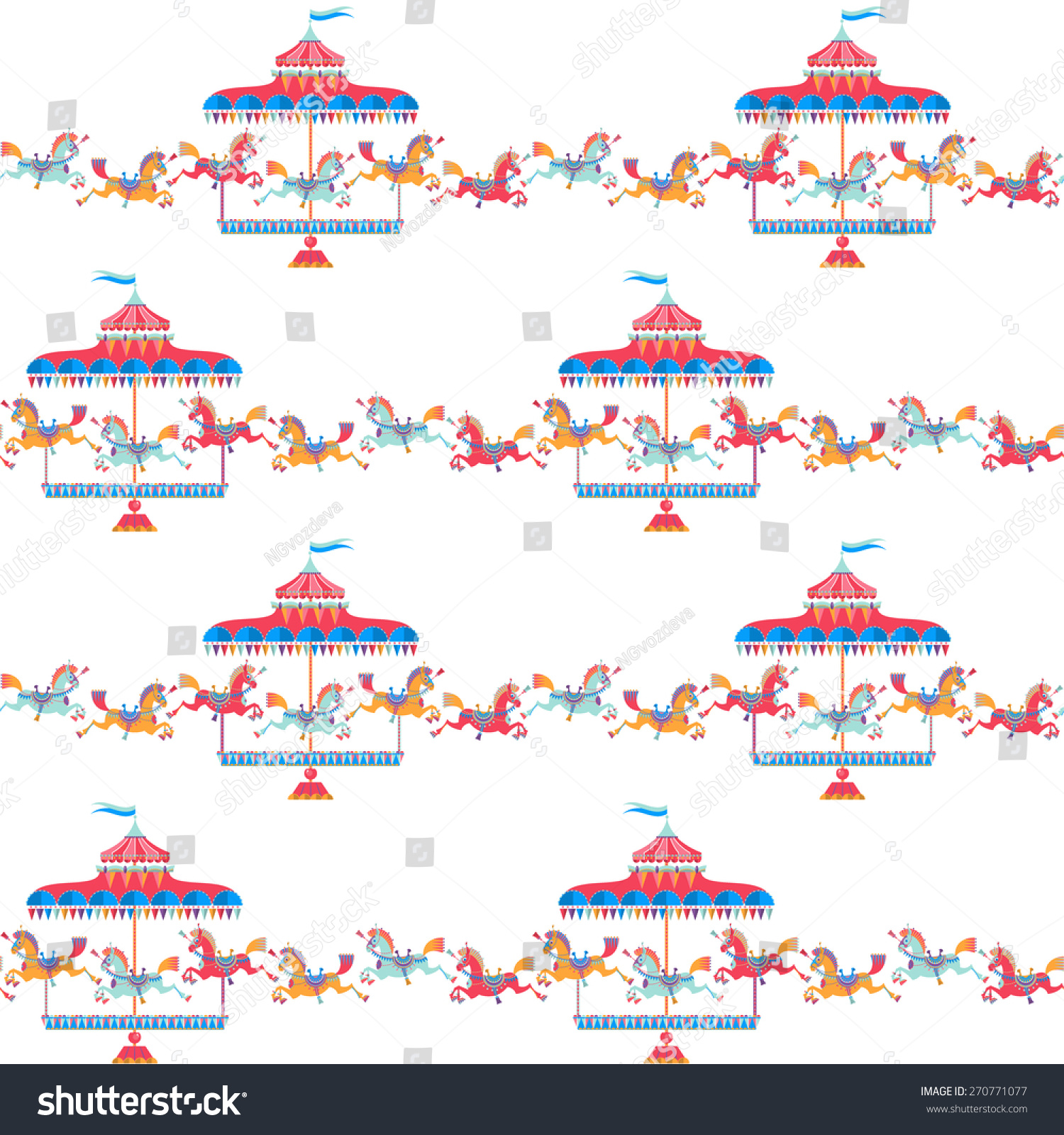Vintage Carousel Horse Seamless Background Pattern Stock Vector ...