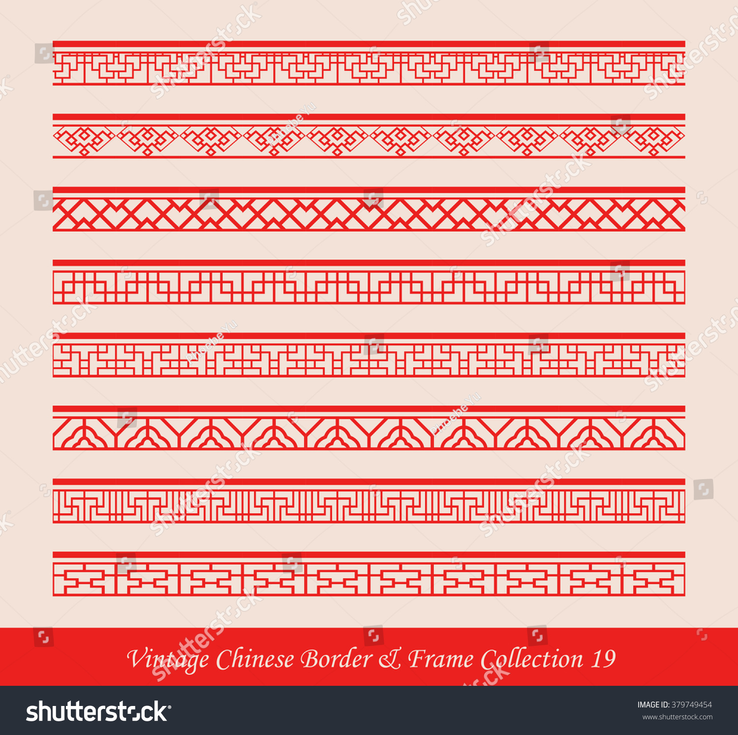 Vektor Stok Vintage Chinese Border Frame Vector Collection (Tanpa ...