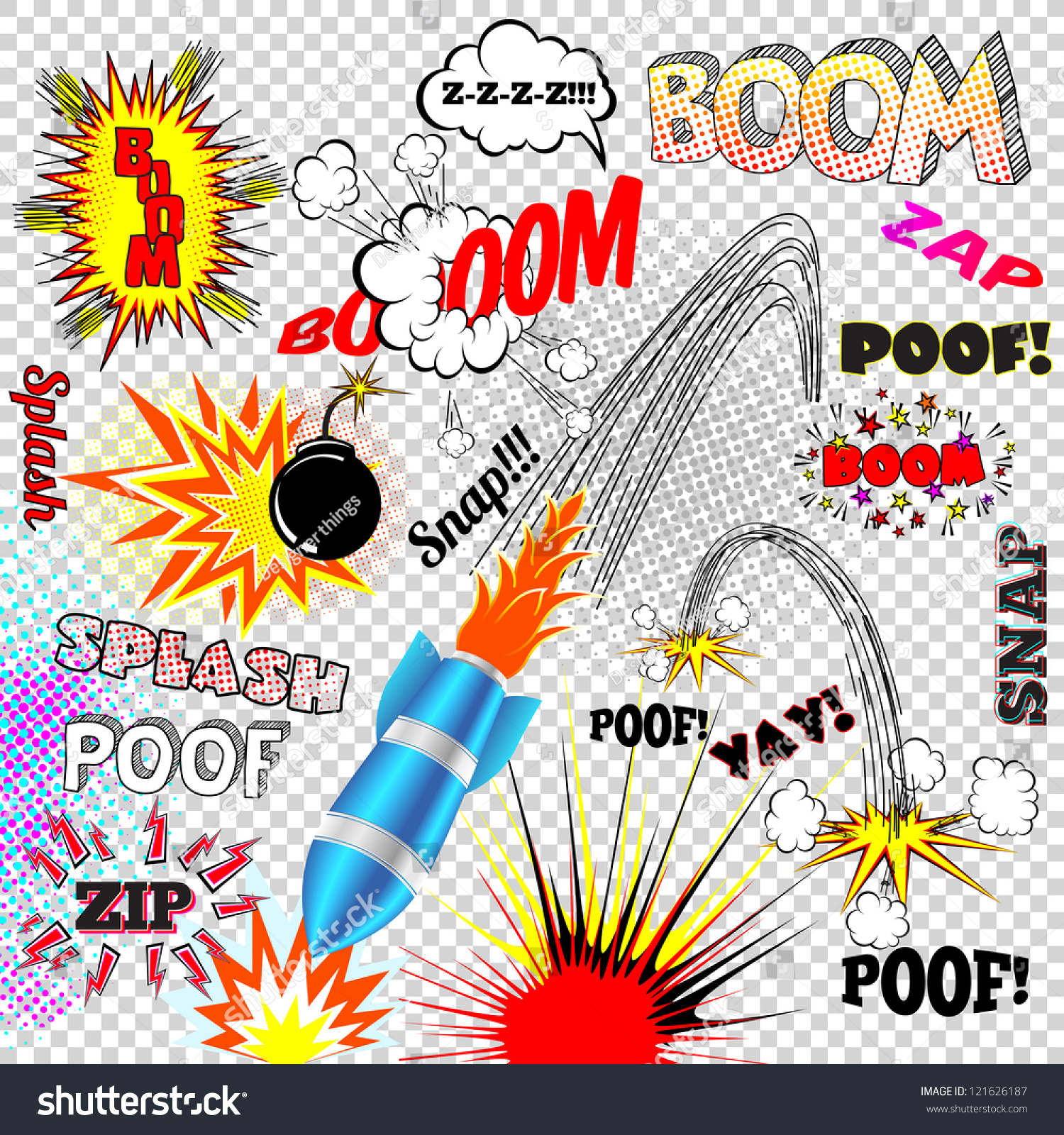 Vintage Comic Book Sounds Stock Vector (Royalty Free) 121626187
