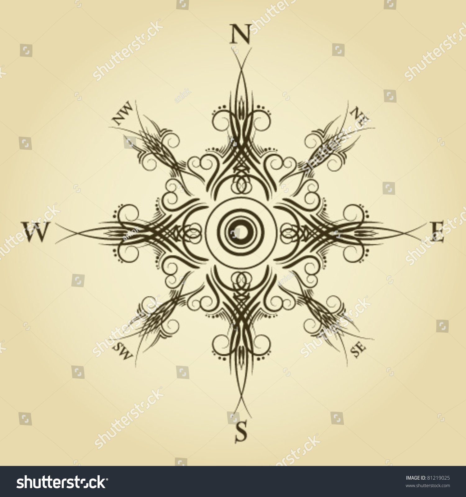 Vintage Compass Stock Vector Illustration 81219025 : Shutterstock