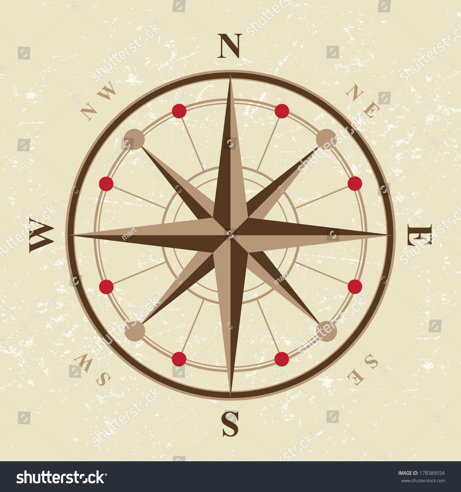 Vintage Compass Icon Stock Vector 178389554 - Shutterstock