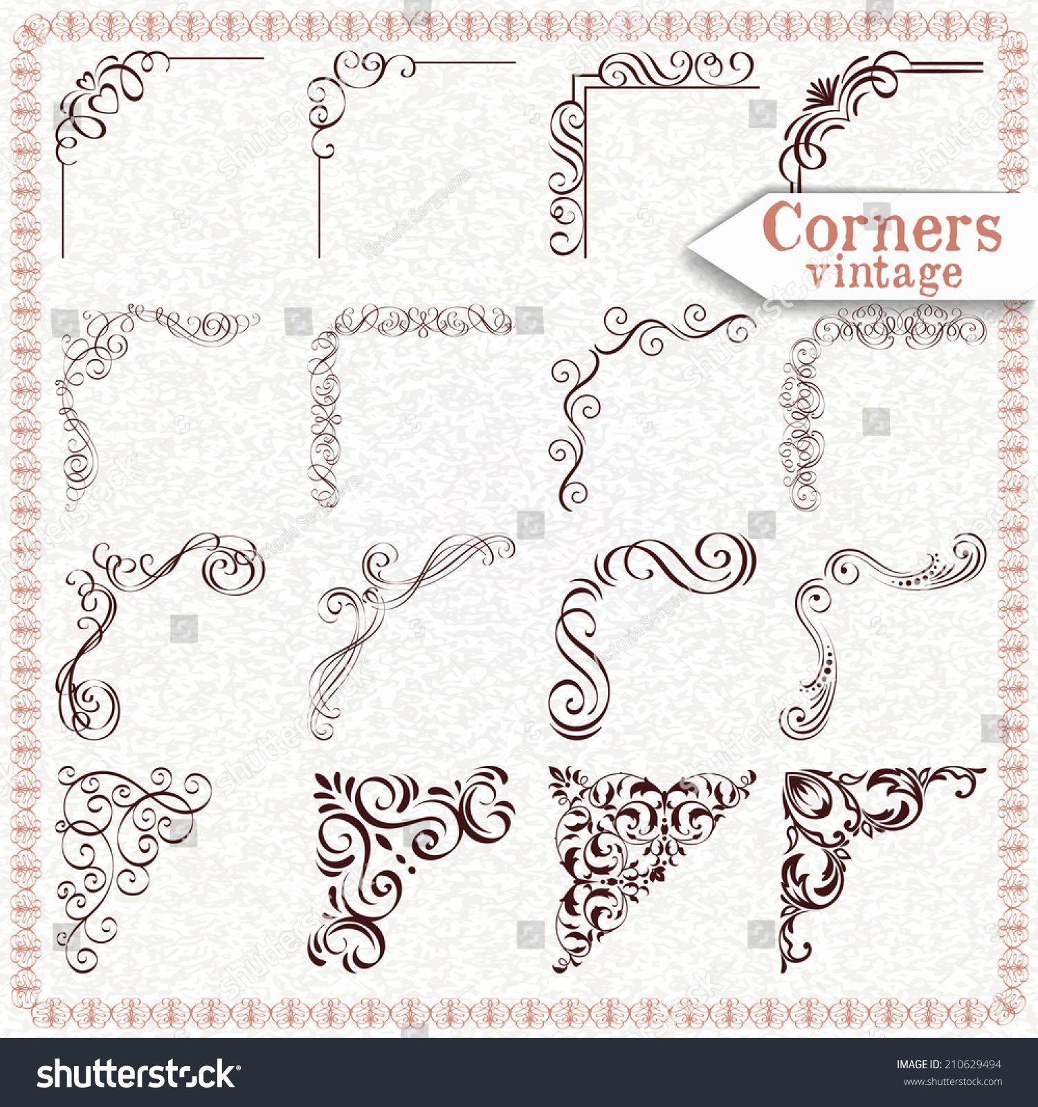 Vintage Design Elements Corners Borders Stock Vector 210629494 ...