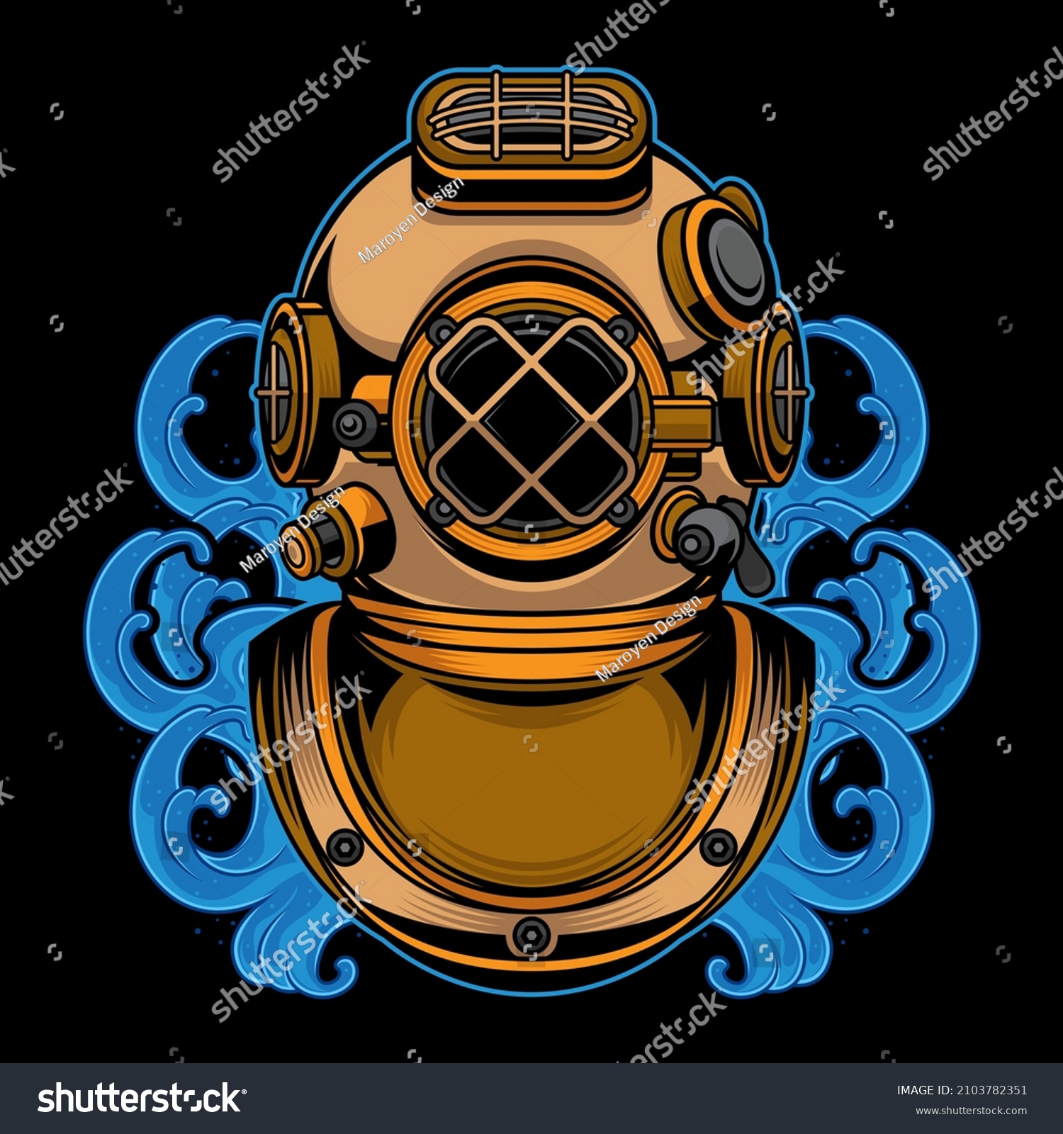 Vintage Diving Helmet Logo Vector Eps Stock Vector (Royalty Free ...
