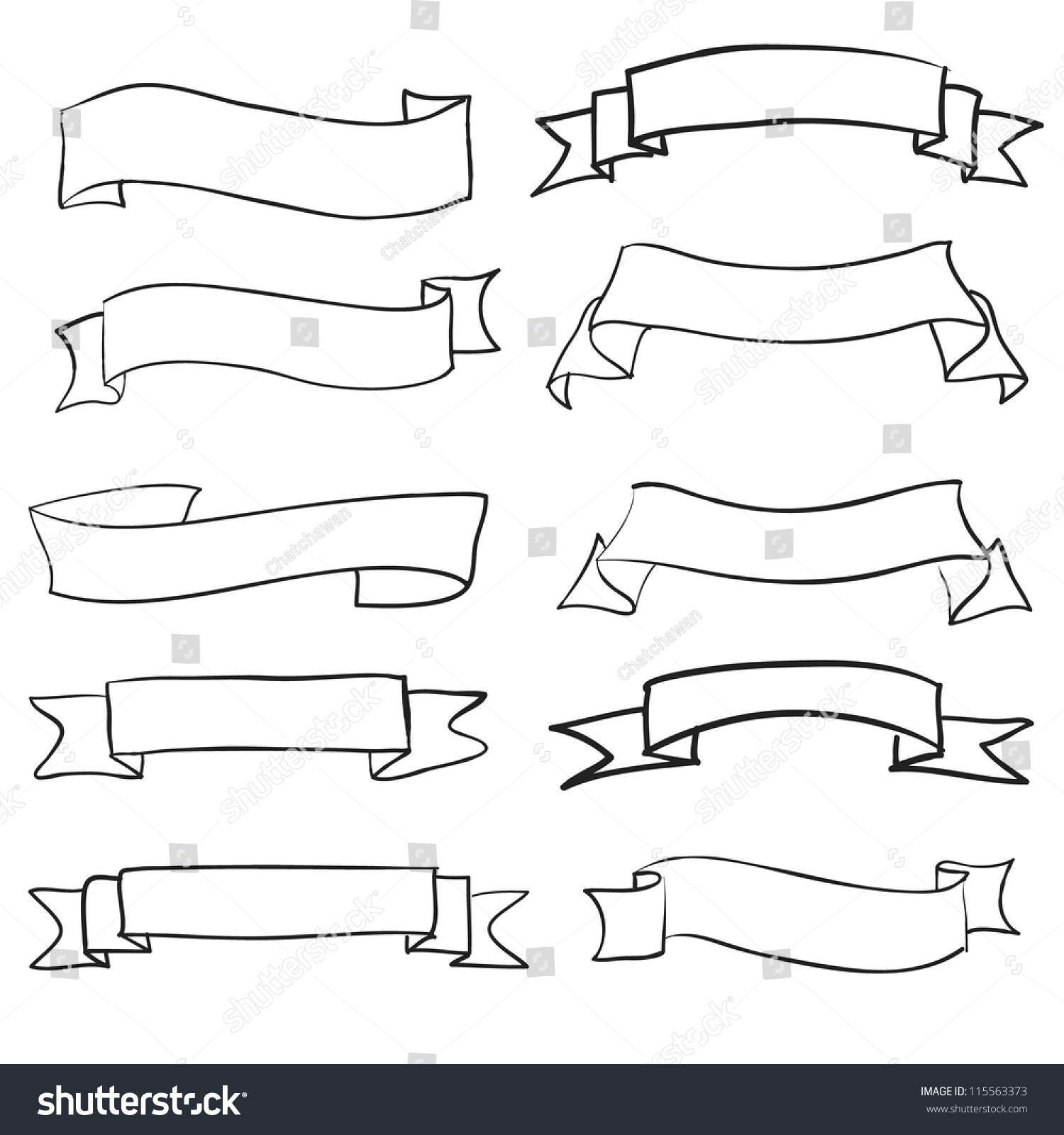 Vintage Drawing Vector Banners Sets Stock Vector (Royalty Free ...