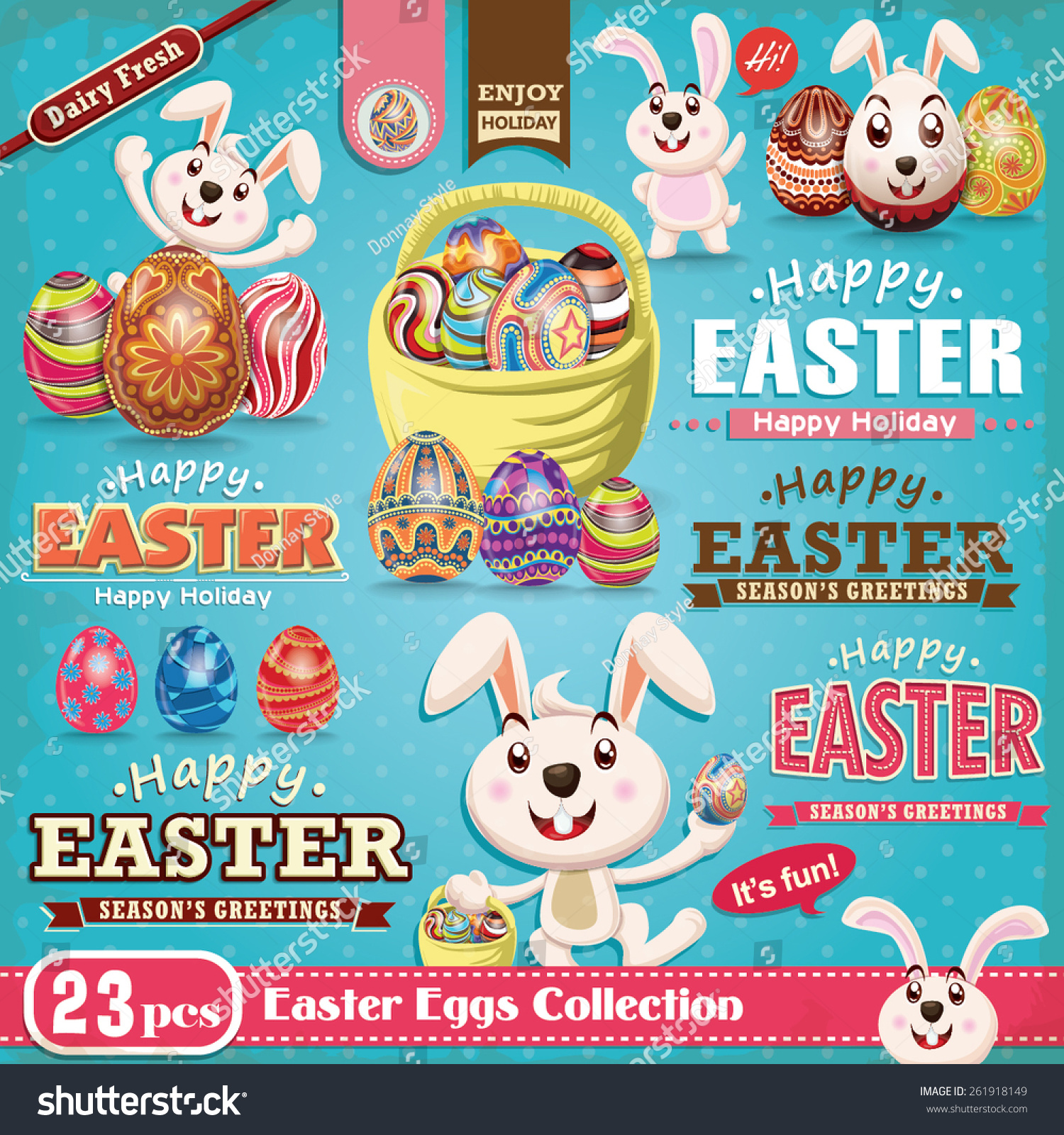 Vintage Easter Poster Design Element Set Stock Vector (Royalty Free ...