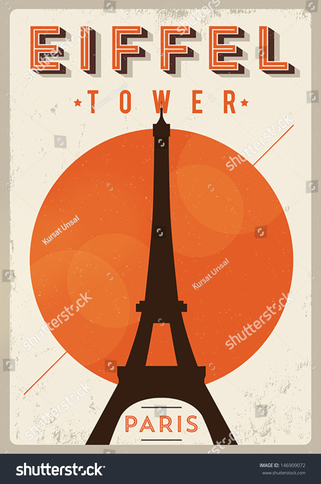 Vintage Eiffel Tower Poster Stock Vector 146909072 - Shutterstock