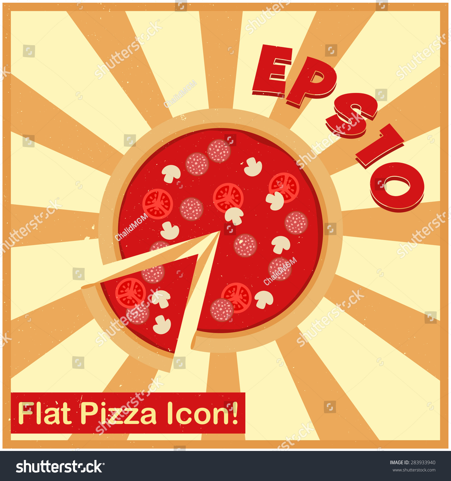 Vintage Flat Pizza Vector Design Stock Vector (Royalty Free) 283933940 ...