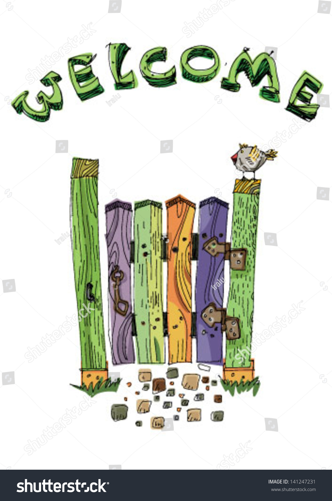 Vintage Gate Cartoon Stock Vector (Royalty Free) 141247231 - Shutterstock