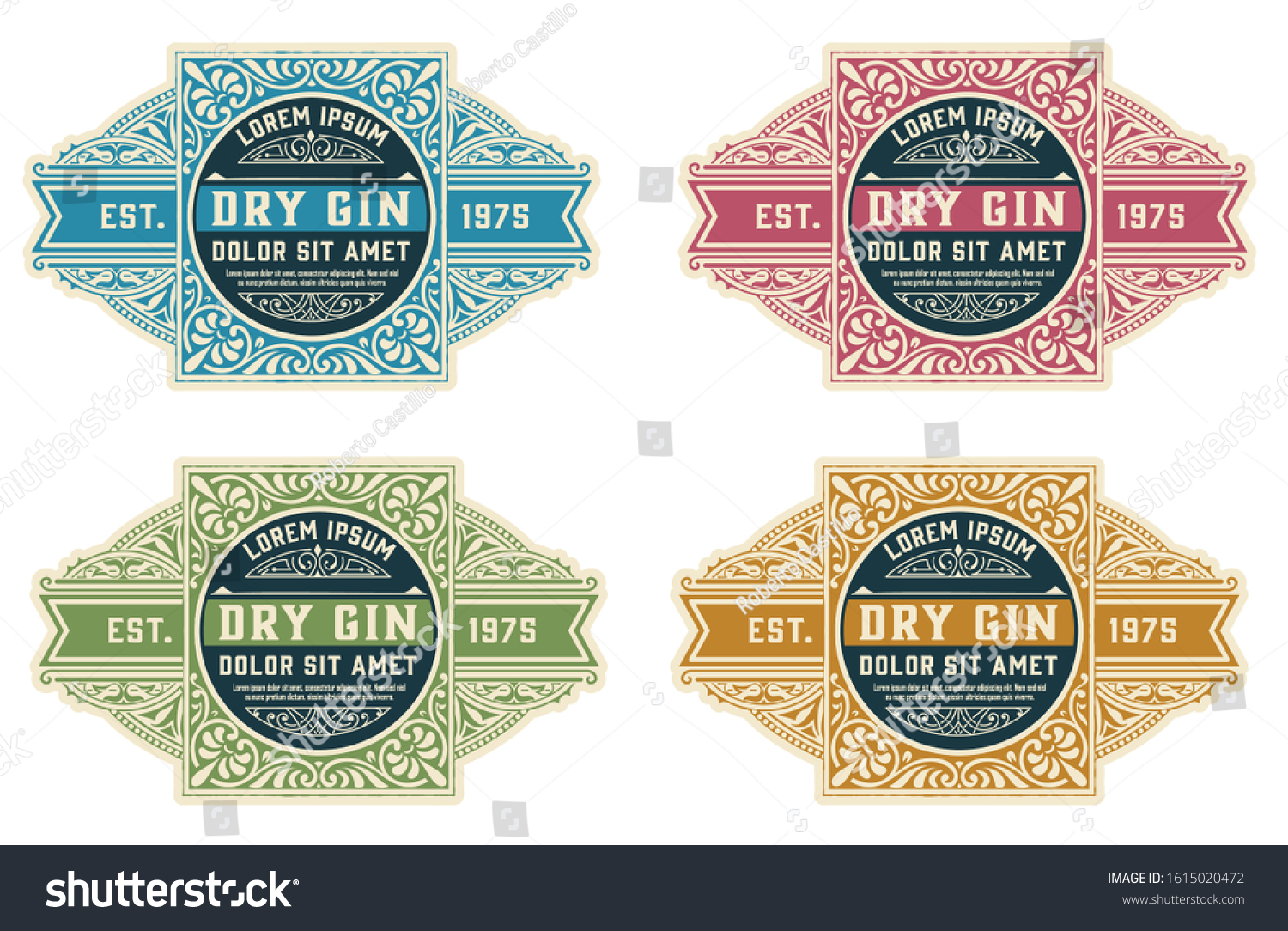 Vintage Gin Label Packaging Layout Stock Vector (Royalty Free ...