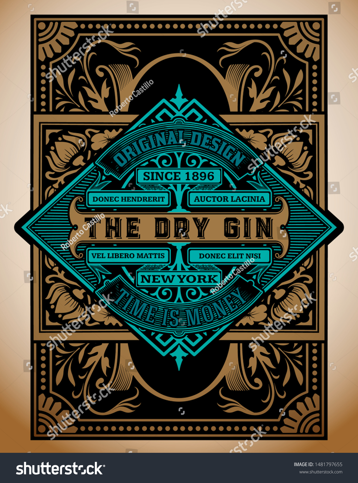 Vintage Gin Label Template Vector Layered Stock Vector (Royalty Free ...