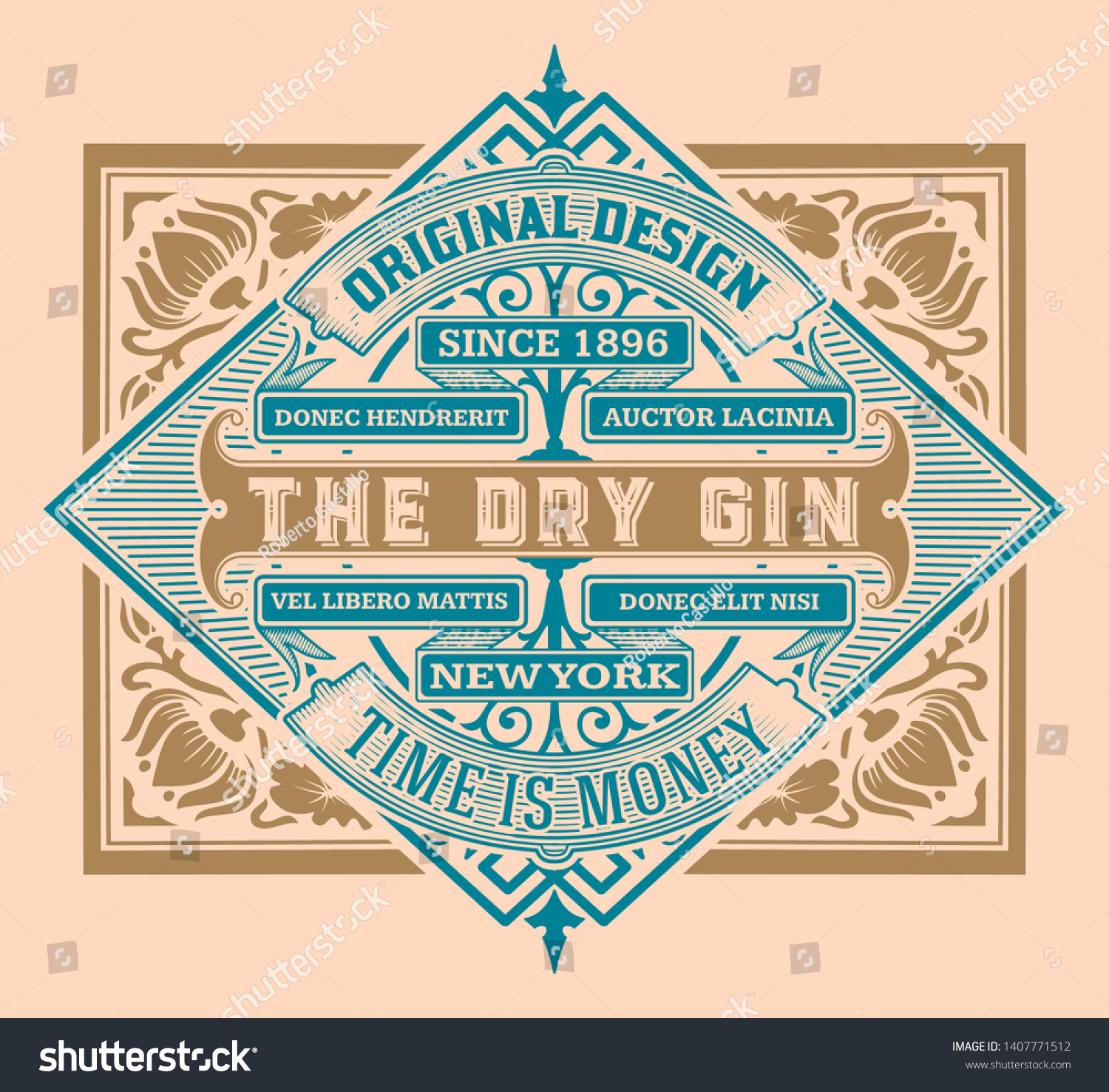 Vintage Gin Label Vector Layered Stock Vector (Royalty Free) 1407771512 ...