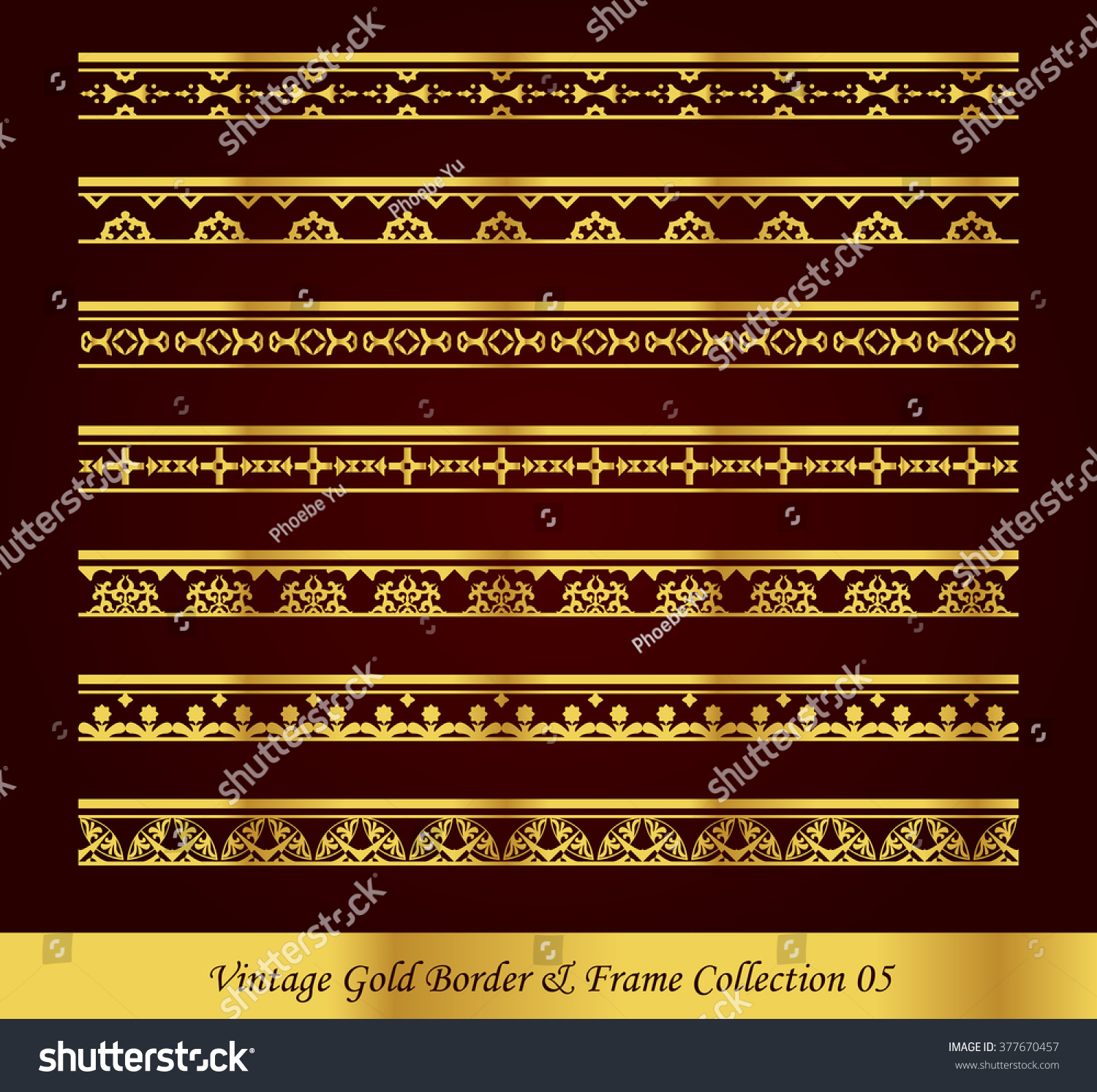 Vintage Gold Border Frame Vector Collection: เวกเตอร์สต็อก (ปลอดค่า ...