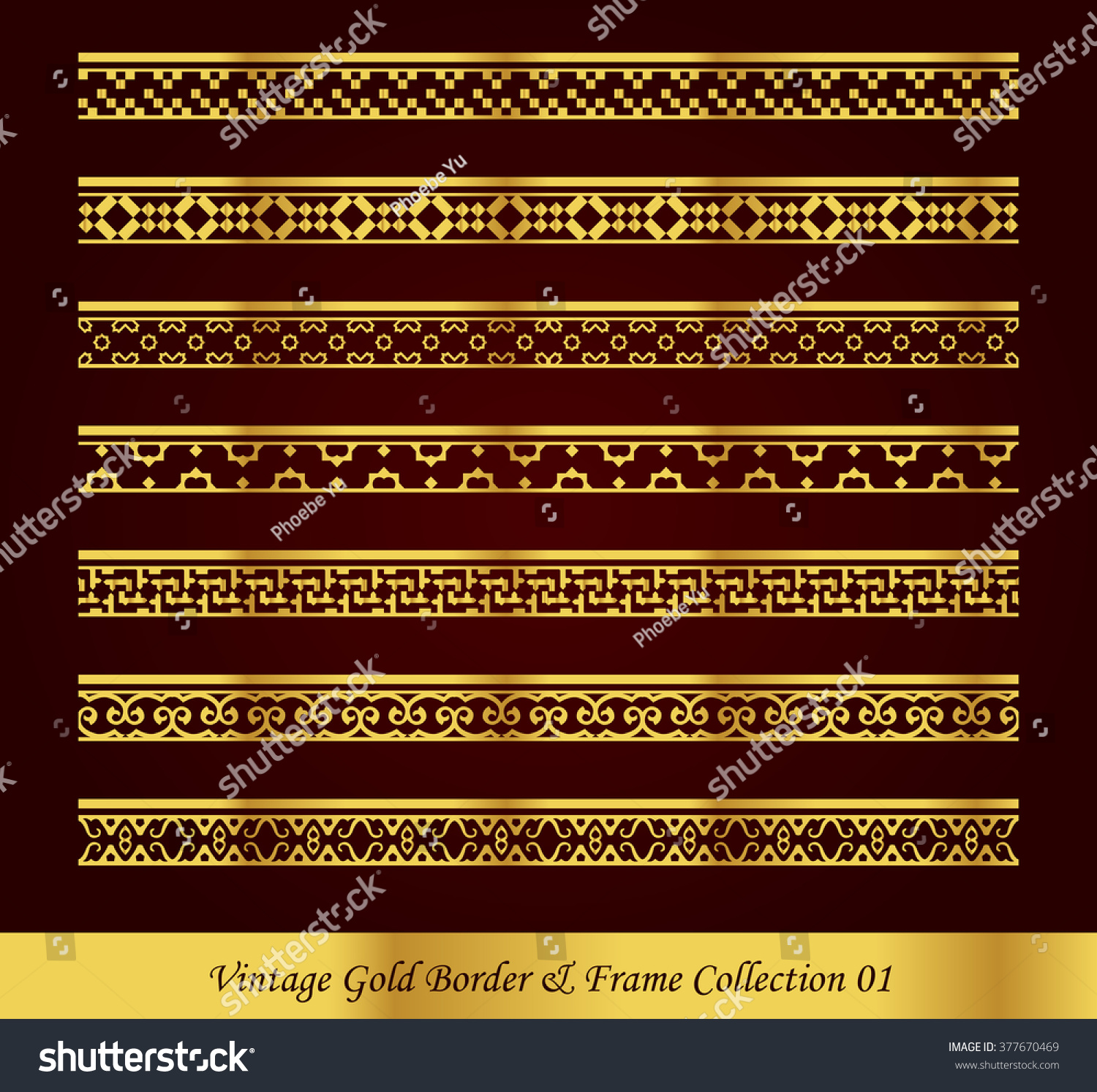 Vintage Gold Border Frame Vector Collection 스톡 벡터(로열티 프리) 377670469 ...