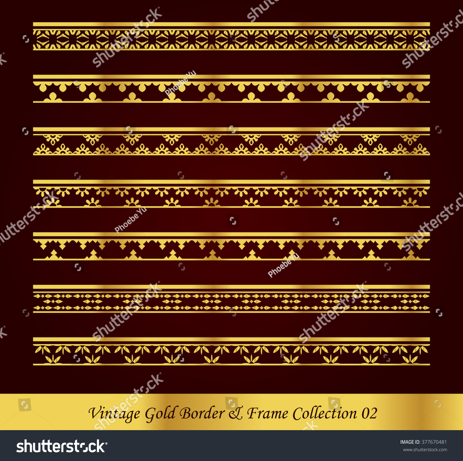 Vektor Stok Vintage Gold Border Frame Vector Collection (Tanpa Royalti ...