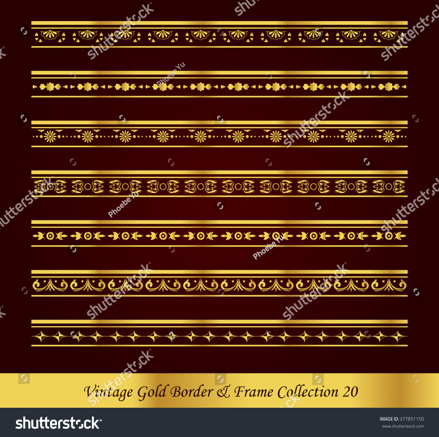 Vintage Gold Border Frame Vector Collection Stock Vector (Royalty Free ...