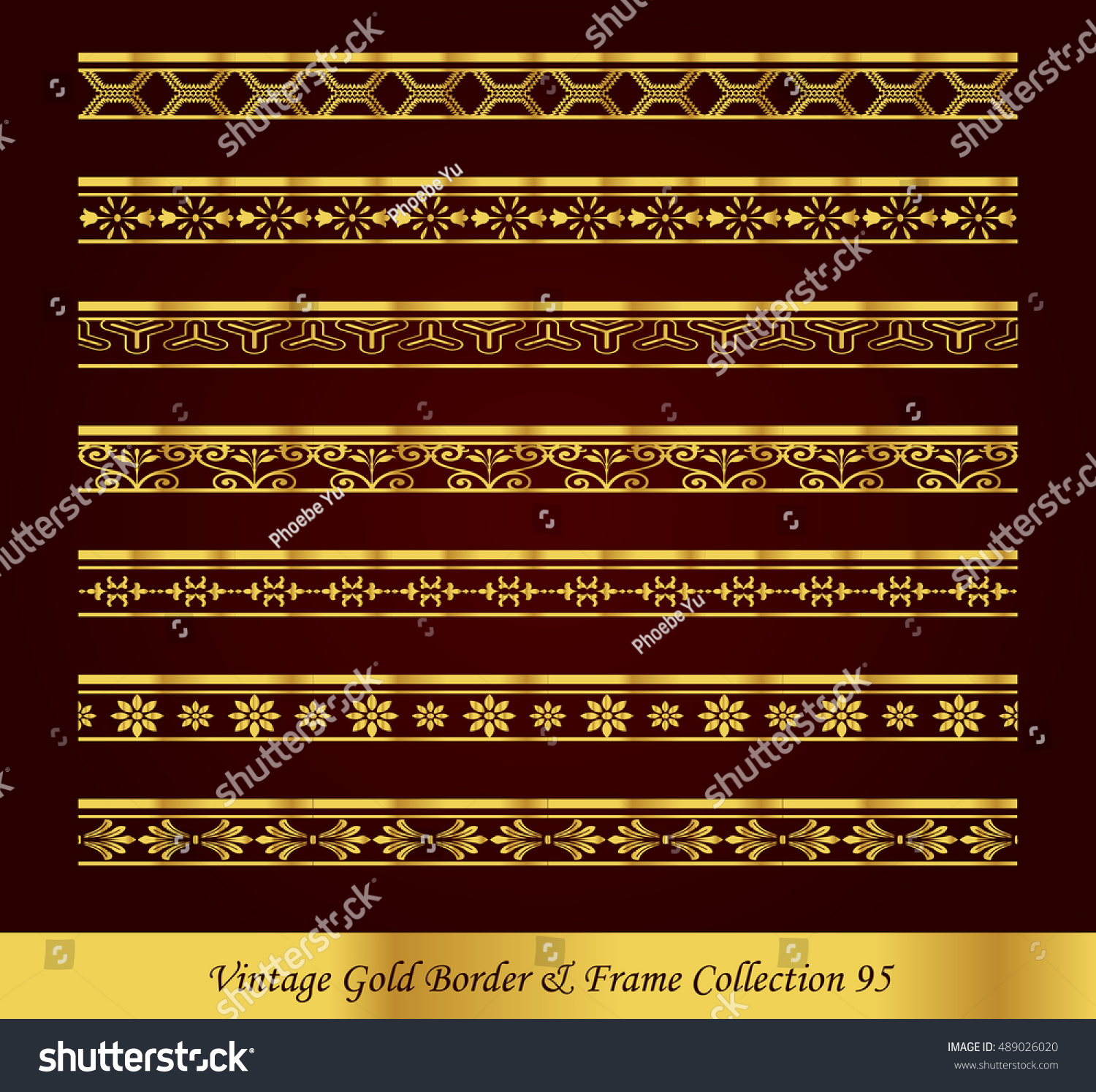 Vintage Gold Border Frame Vector Collection Stock Vector (Royalty Free ...