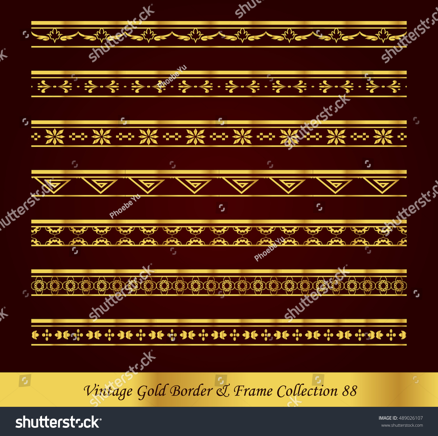 Vintage Gold Border Frame Vector Collection: vector de stock (libre de ...