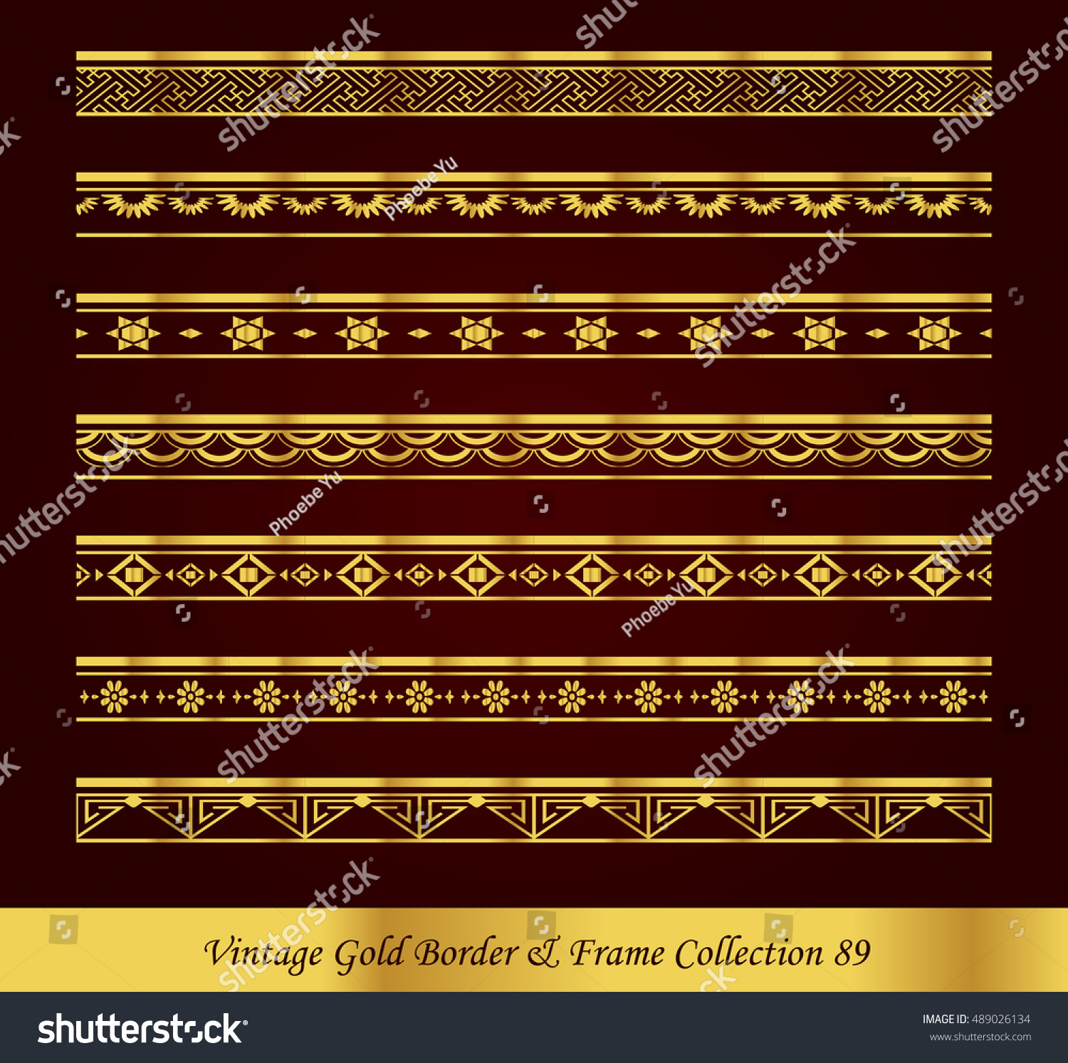 Vintage Gold Border Frame Vector Collection: vector de stock (libre de ...