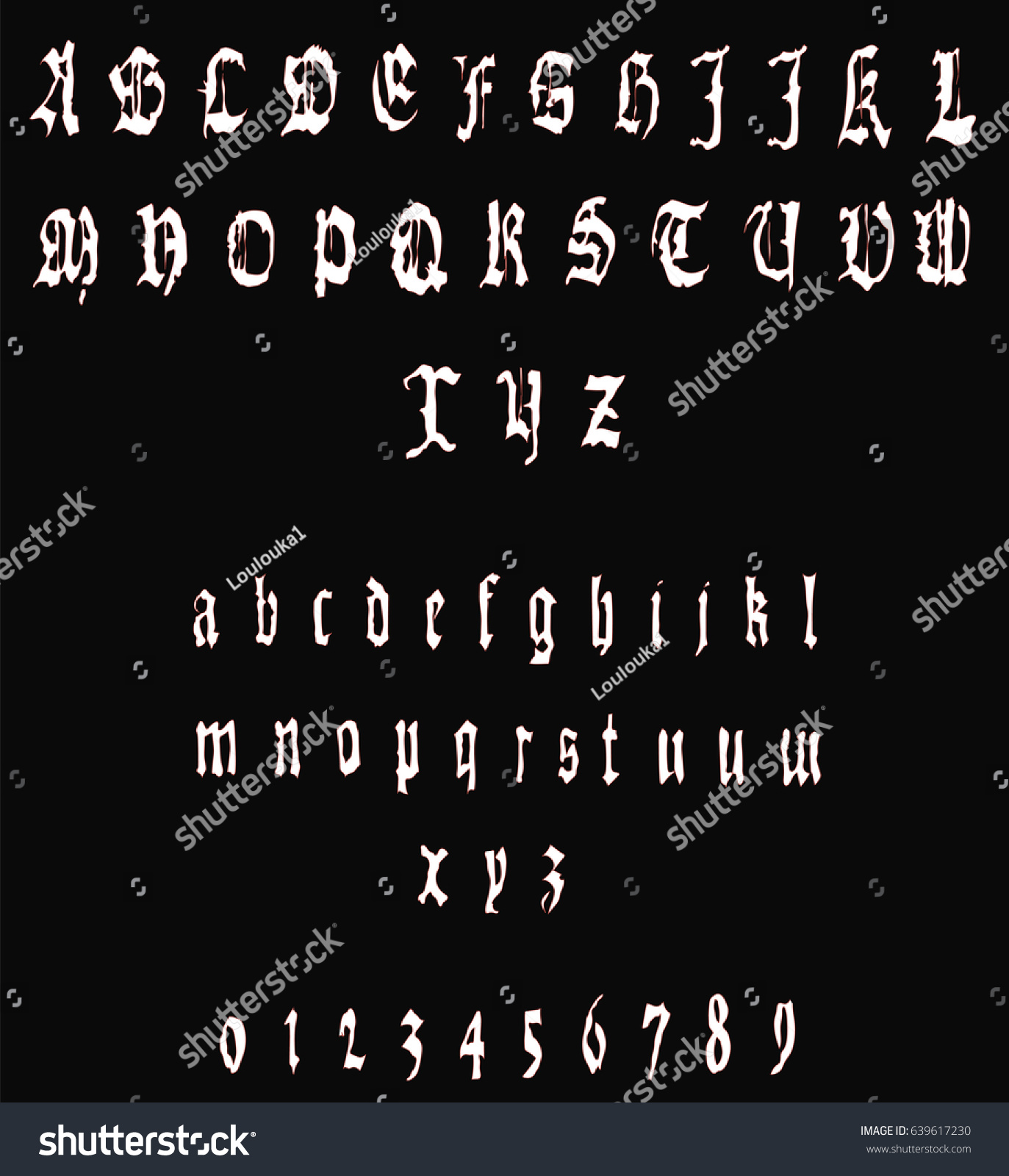 Vintage Gothic Font Vector Stock Vector (Royalty Free) 639617230 ...