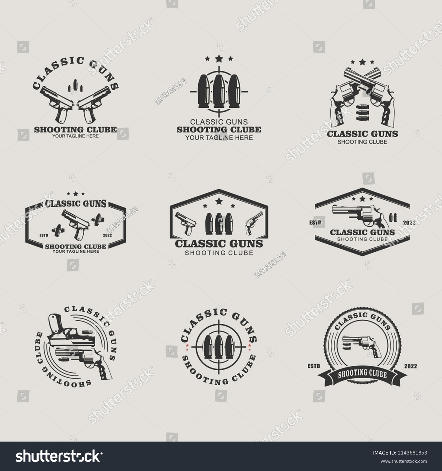 Vintage Gun Logo Template Vector Stock Vector (Royalty Free) 2143681853 ...