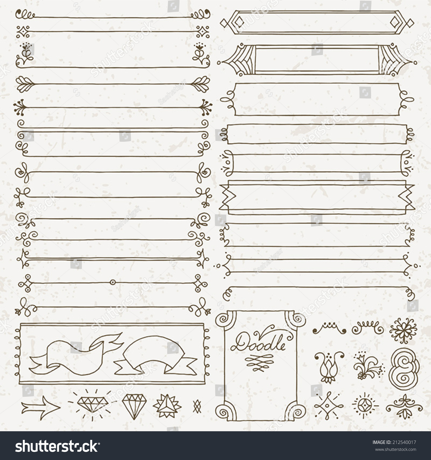 Vintage Hand Drawn Design Elements Set Stock Vector (Royalty Free ...