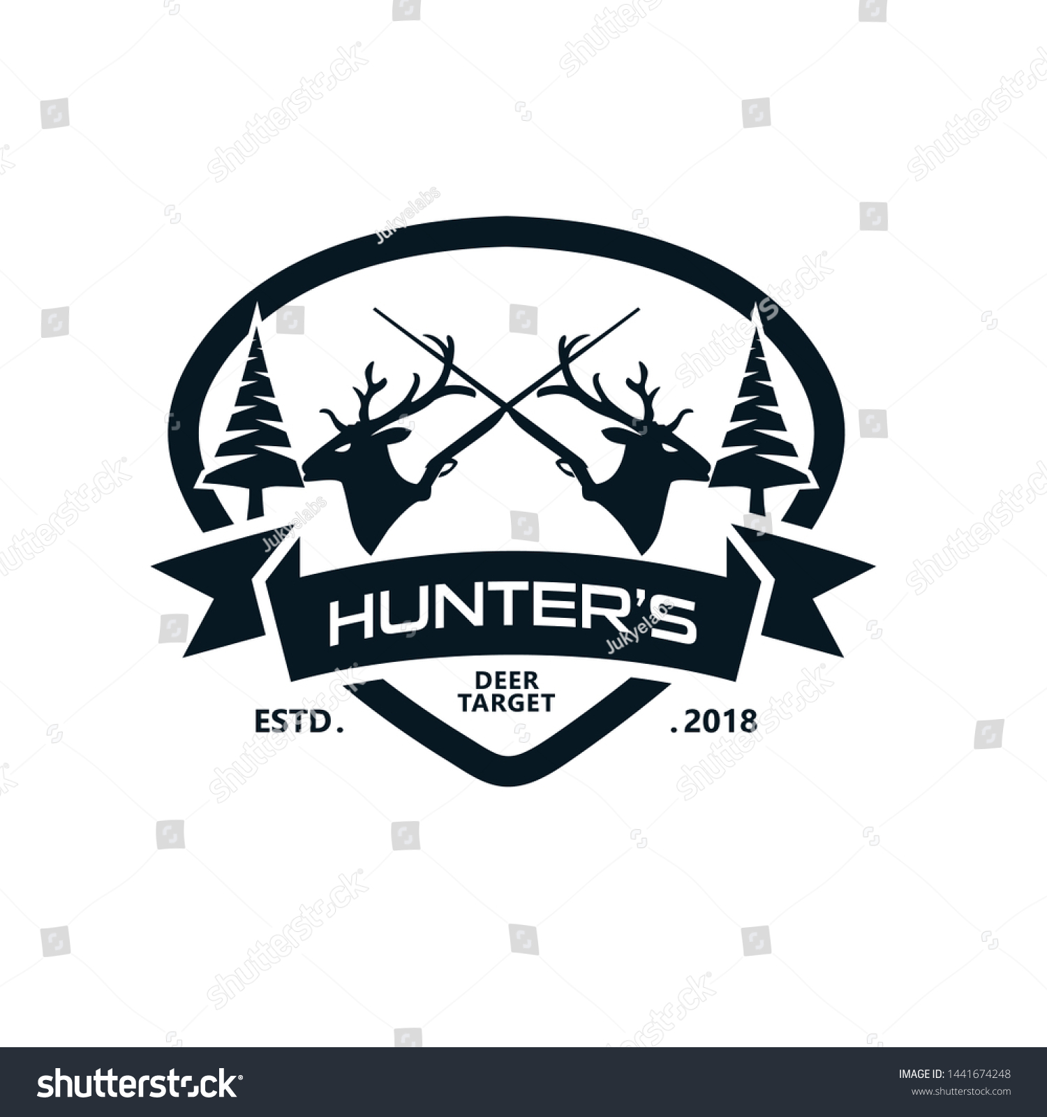 Vintage Hunter Logo Design Vector: vector de stock (libre de regalías ...