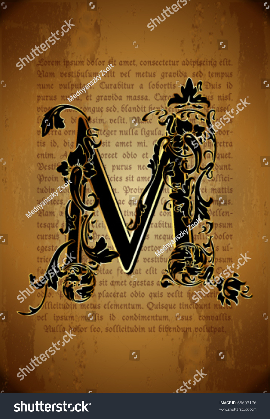 Vintage Initial Letter M Stock Vector (Royalty Free) 68603176