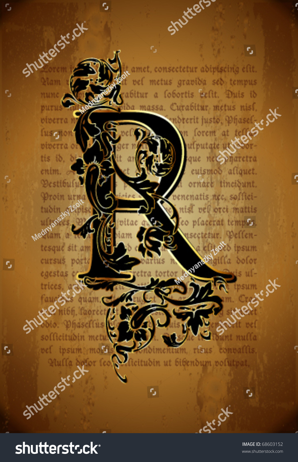 Vintage Initial Letter R Stock Vector Illustration 68603152 : Shutterstock