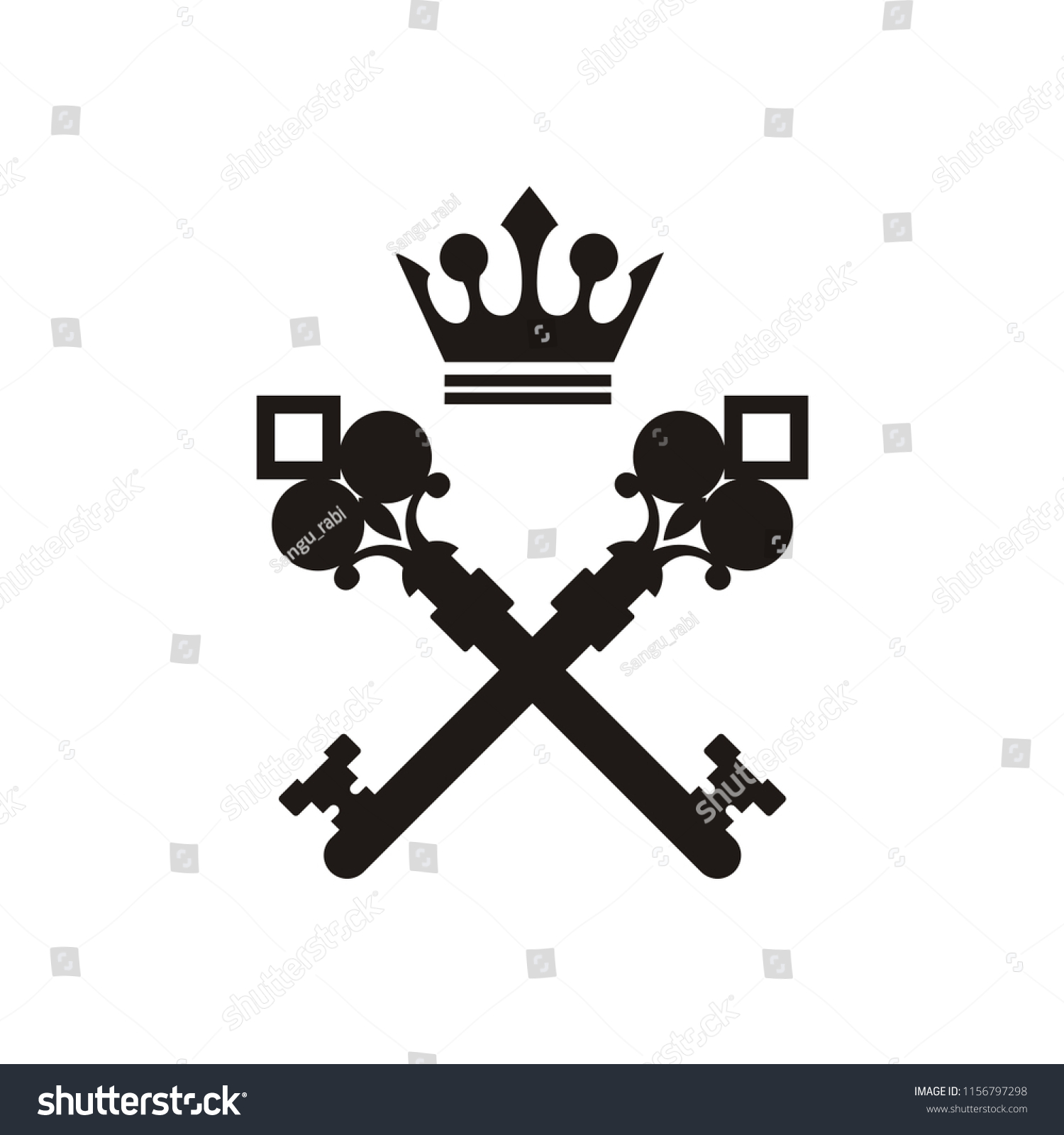 Vintage Key Crown Logo Stock Vector (Royalty Free) 1156797298 ...