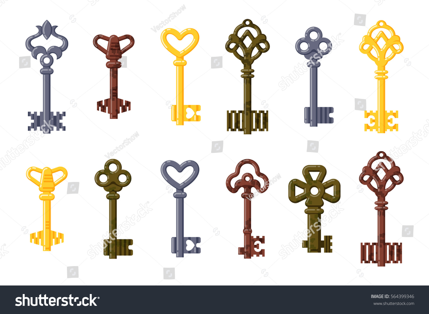 Vintage Key Vector Isolated Icon Stock Vector (Royalty Free) 564399346 ...