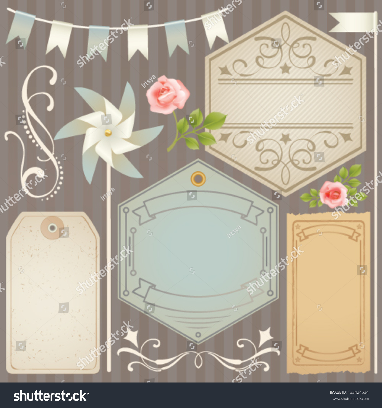 Vintage Labels Design Elements Collection Vector Stock Vector Royalty