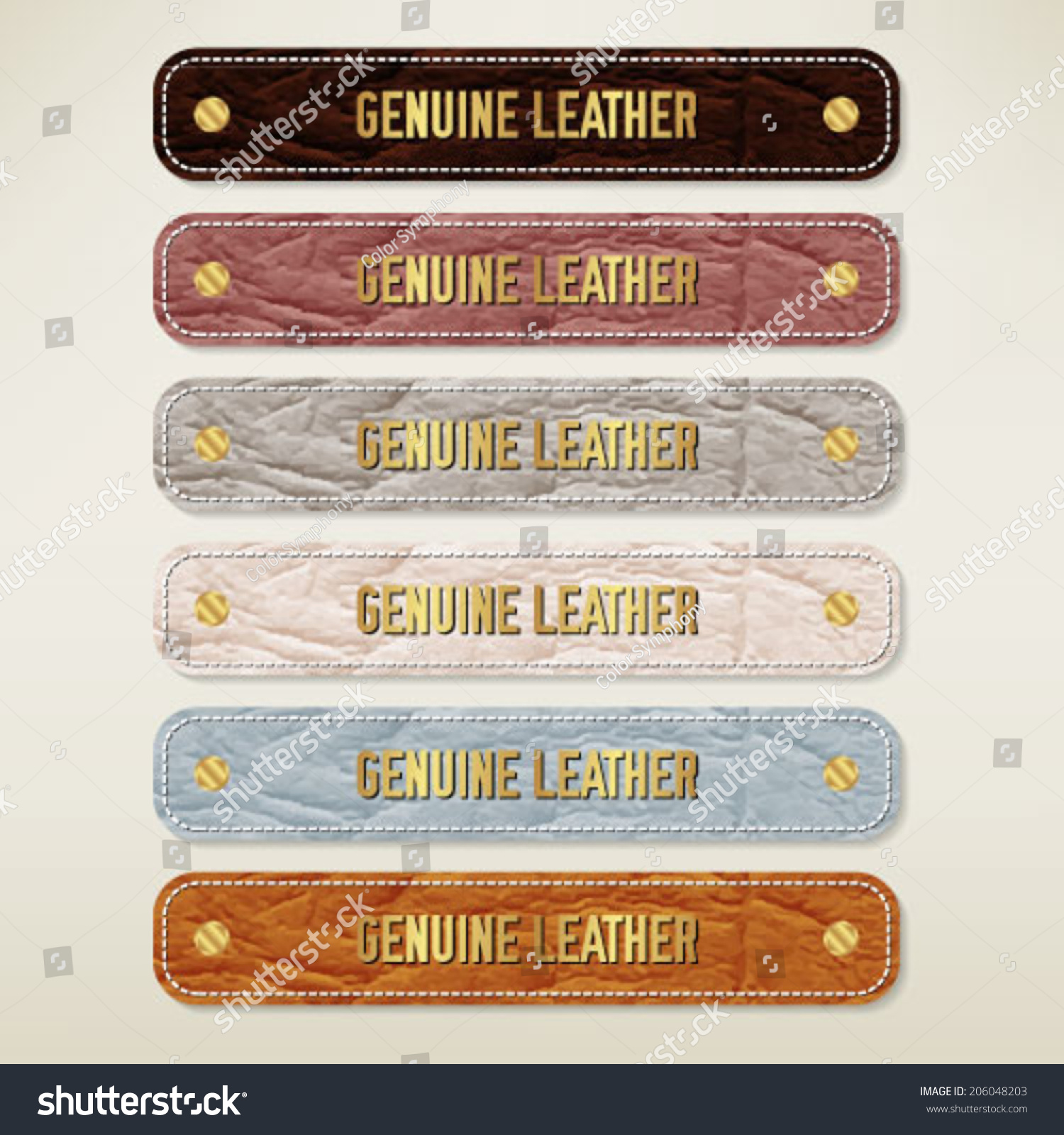 Vintage Leather Labels Set Stock Vector (Royalty Free) 206048203 ...