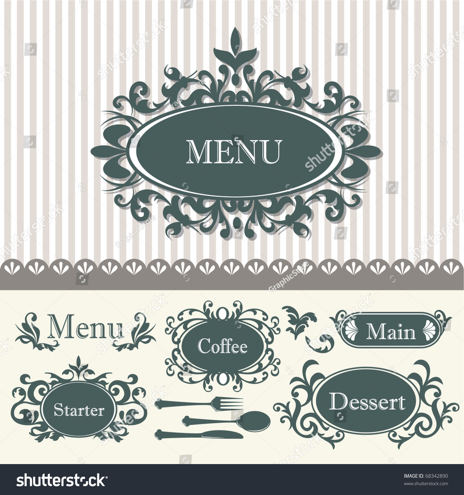 Vintage Menu Background Elements Page Decoration Stock Vector (Royalty ...