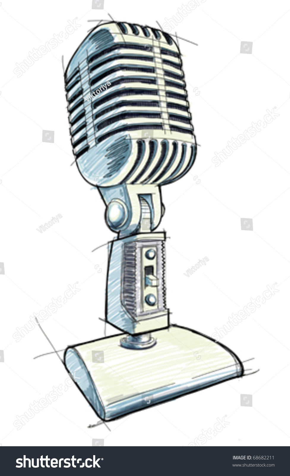 Vintage Microphone Sketch - Vector - 68682211 : Shutterstock