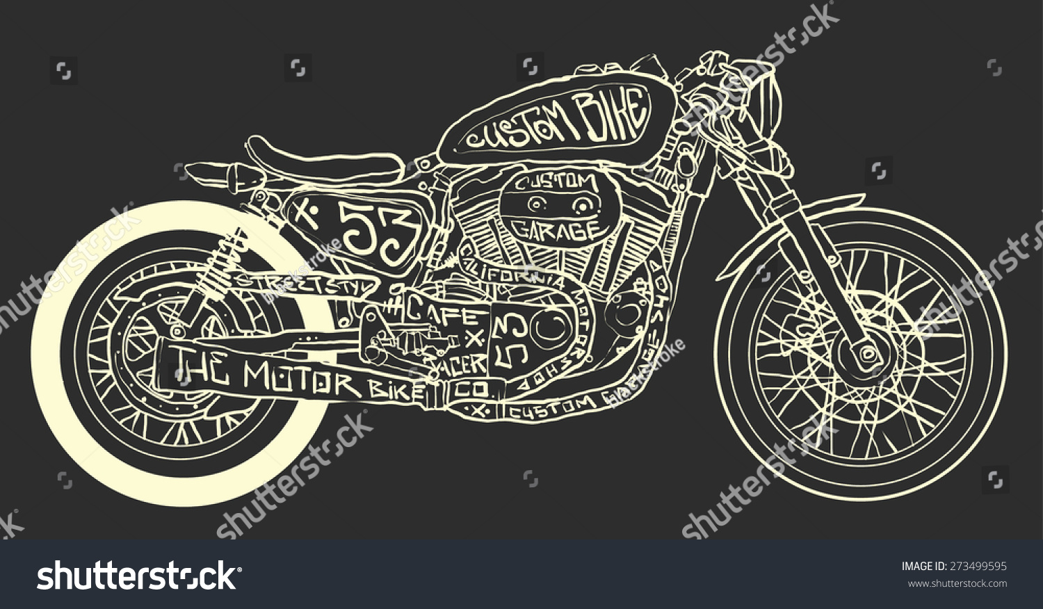 Vintage Motorcycle Hand Drawn Vector Stock Vector (Royalty Free ...