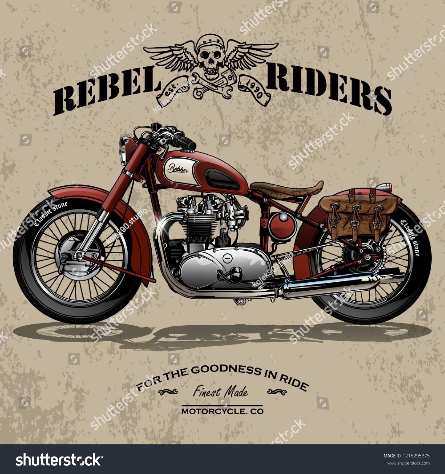 Vintage Motorcycle Poster Stock Vector (Royalty Free) 1218295375 ...