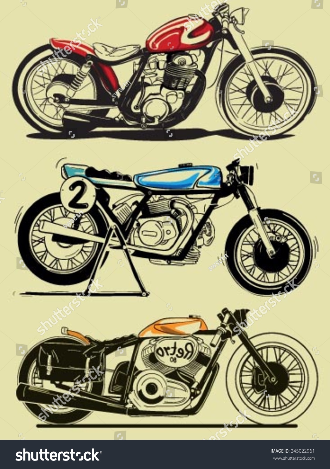 Vintage Motorcycle Vector Set Stock Vector (Royalty Free) 245022961 ...