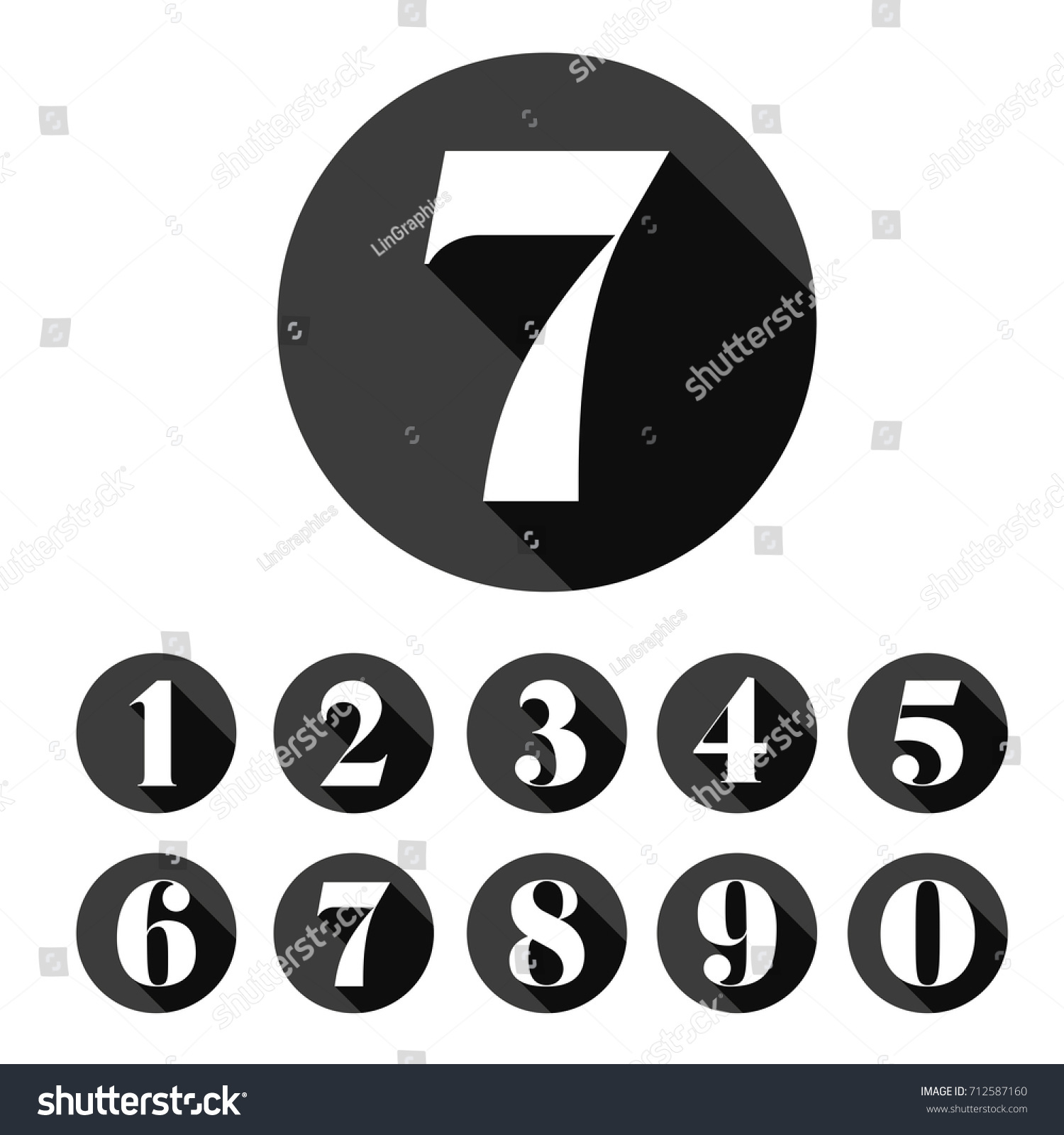 Vintage Number Set Round Black Vector Stock Vector (Royalty Free) 712587160