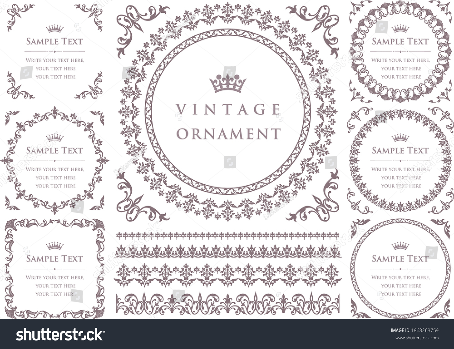 Vintage Ornament Set Borders Frames Stock Vector (Royalty Free ...