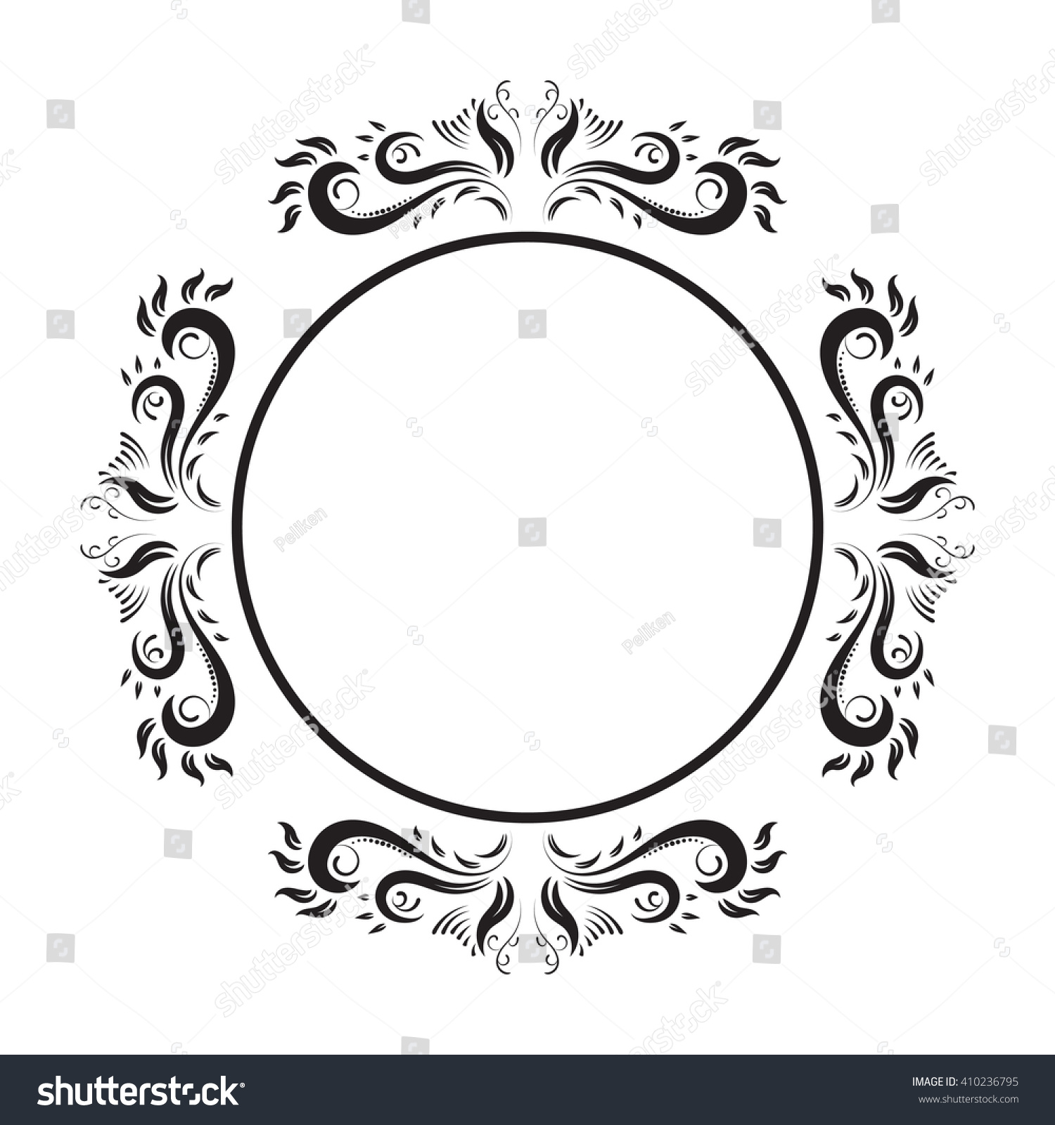 Vintage Ornate Circle Frame Vector Retro Stock Vector (Royalty Free ...